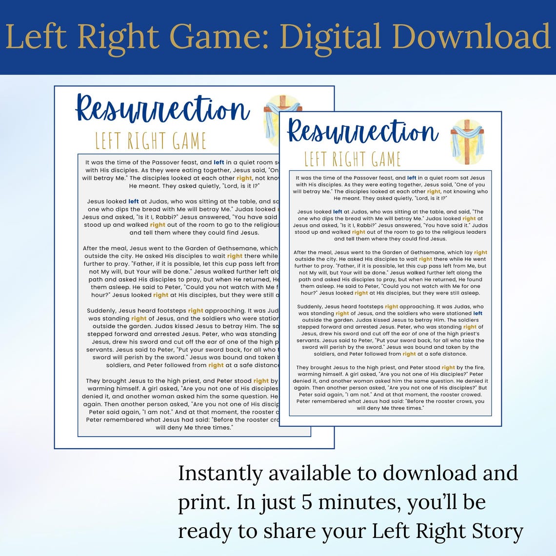 Left Right Easter Game, Printable Bible Activity, Fun Family ...