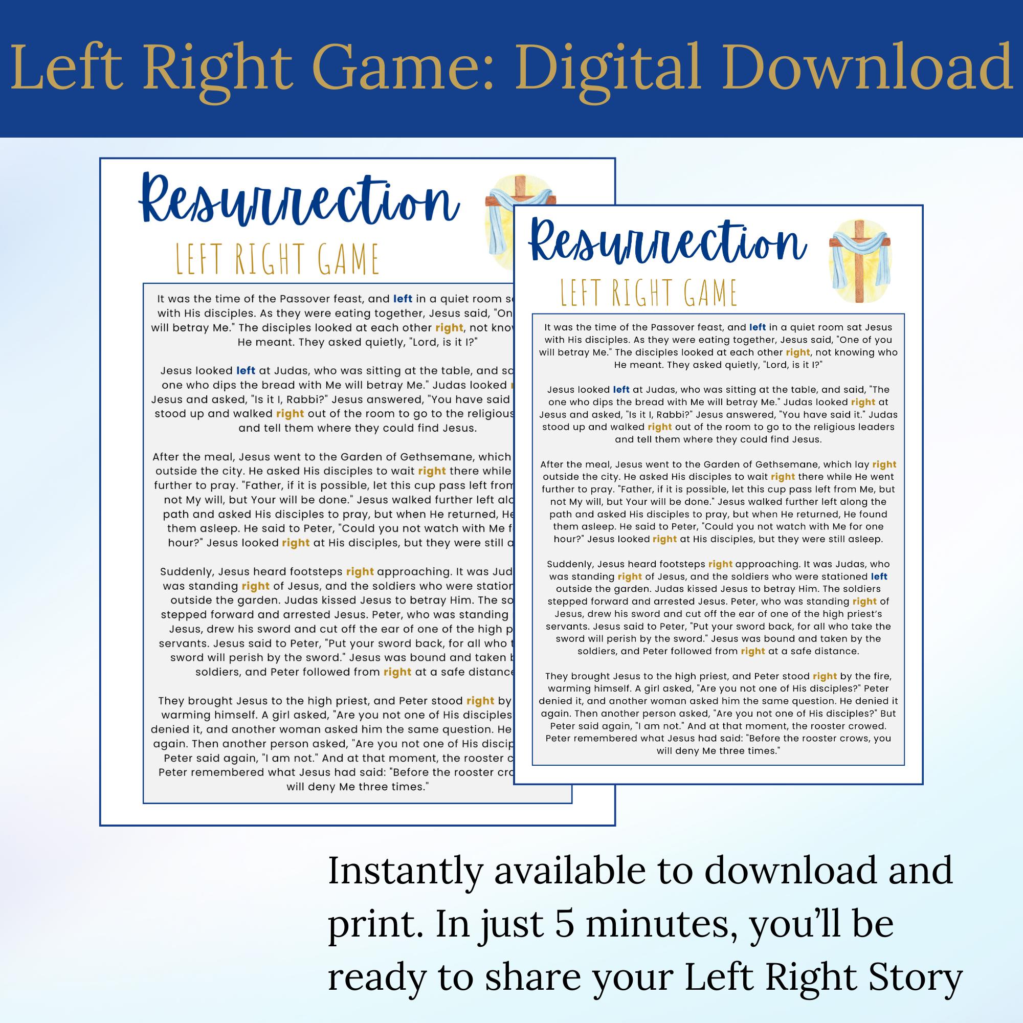Left Right Easter Game, Printable Bible Activity, Fun Family ...