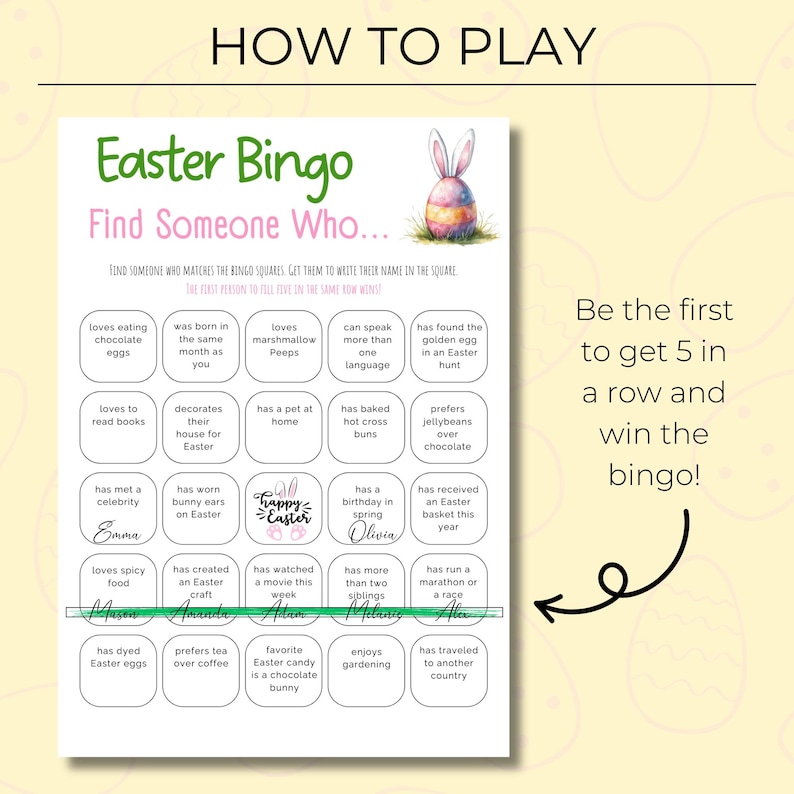 Easter Find the Guest Bingo, Printable Icebreaker Game for Parties and ...
