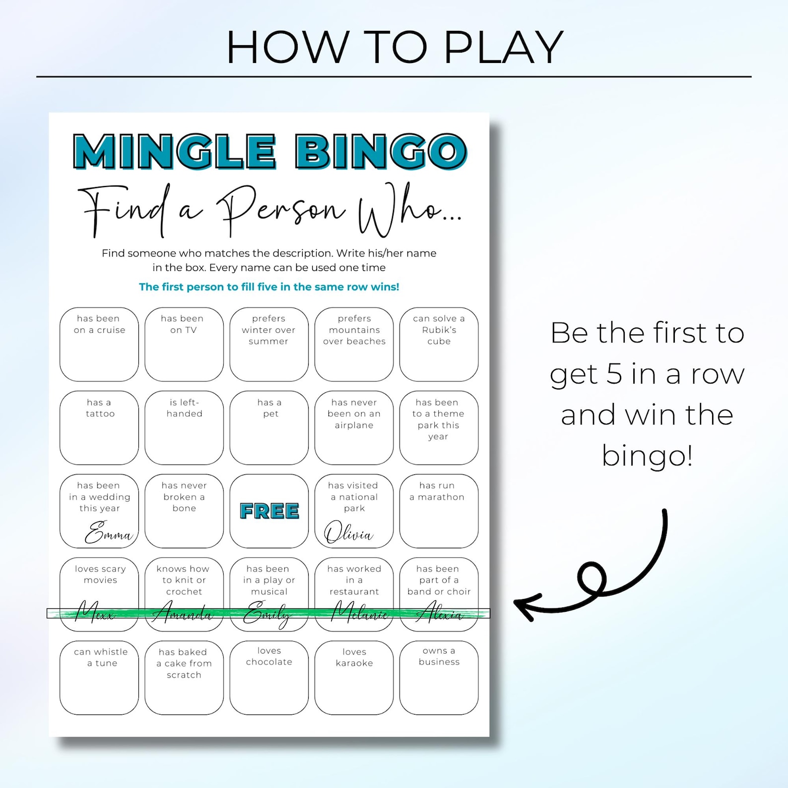 Mix and Mingle Bingo, Get to Know You Questions, Find Someone Who, Ice ...
