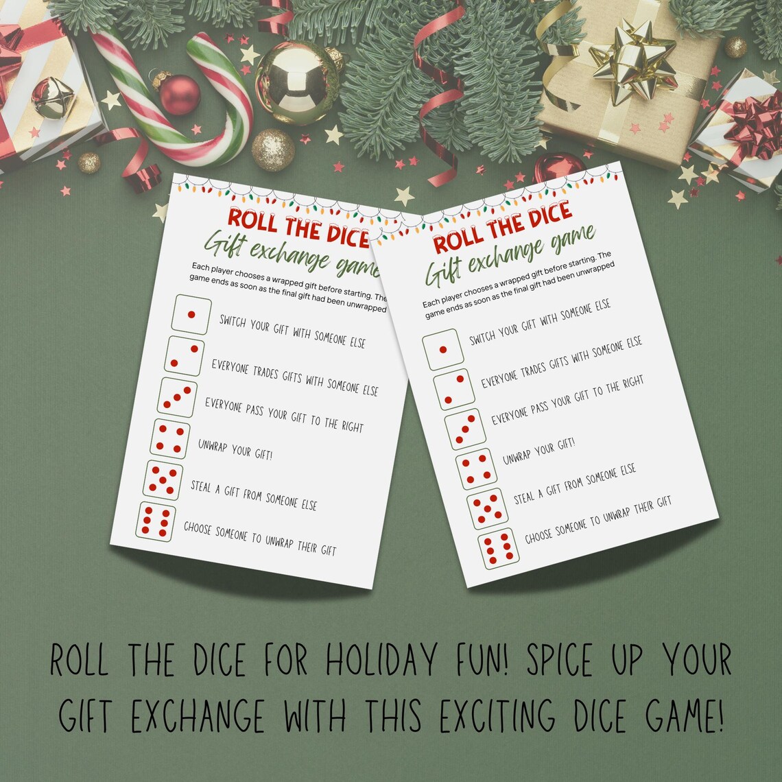 Yankee Swap Game, Christmas Dice Gift Exchange, White Elephant Party ...
