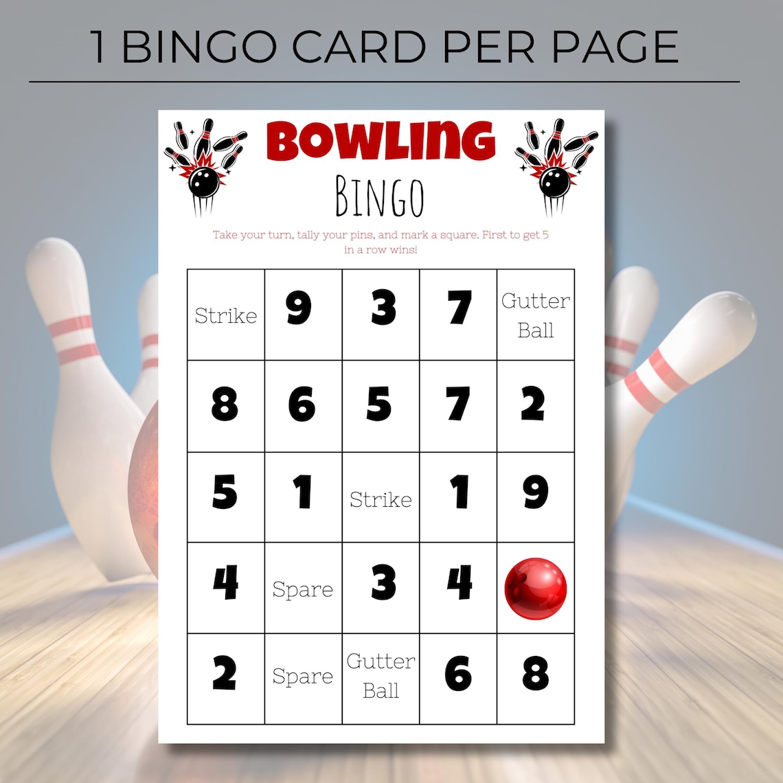 Bowling Bingo, 50 Printable Bingo Cards for Kids, Fun Bowling Party ...