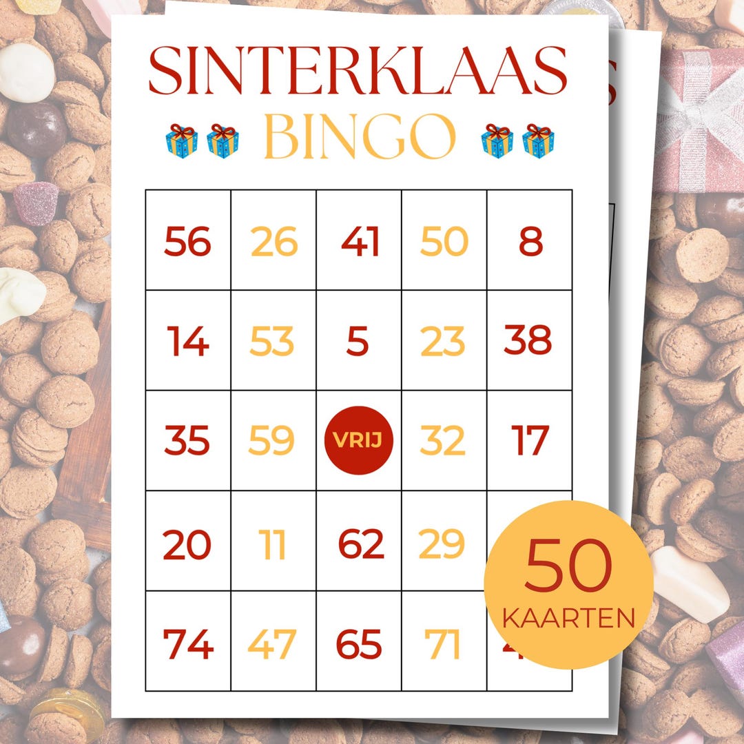 Sinterklaas Nummer Bingo Printable, 50 Kaarten, Leuk Spel Voor ...