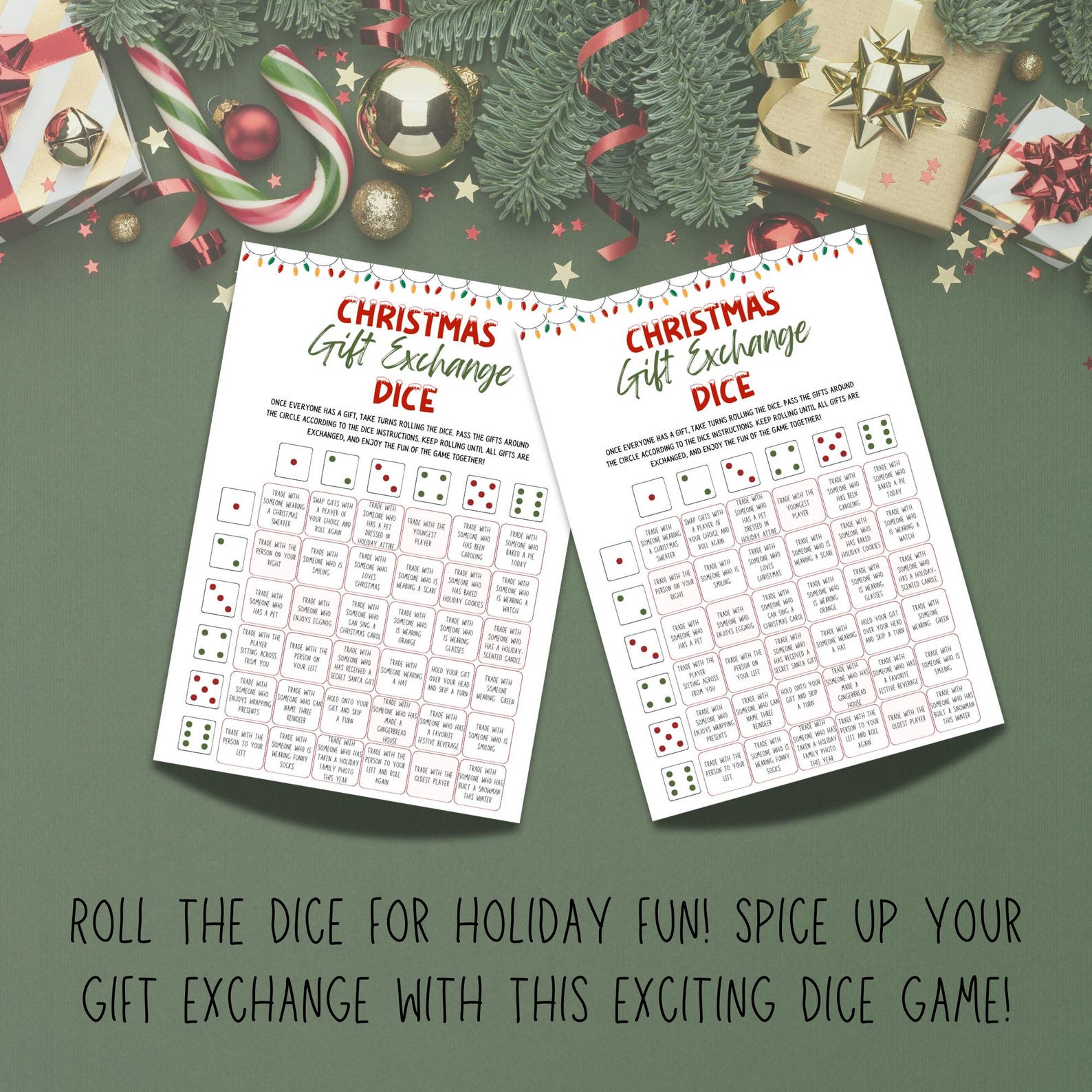 Christmas Gift Exchange Dice Game, Yankee Swap Game, White Elephant ...