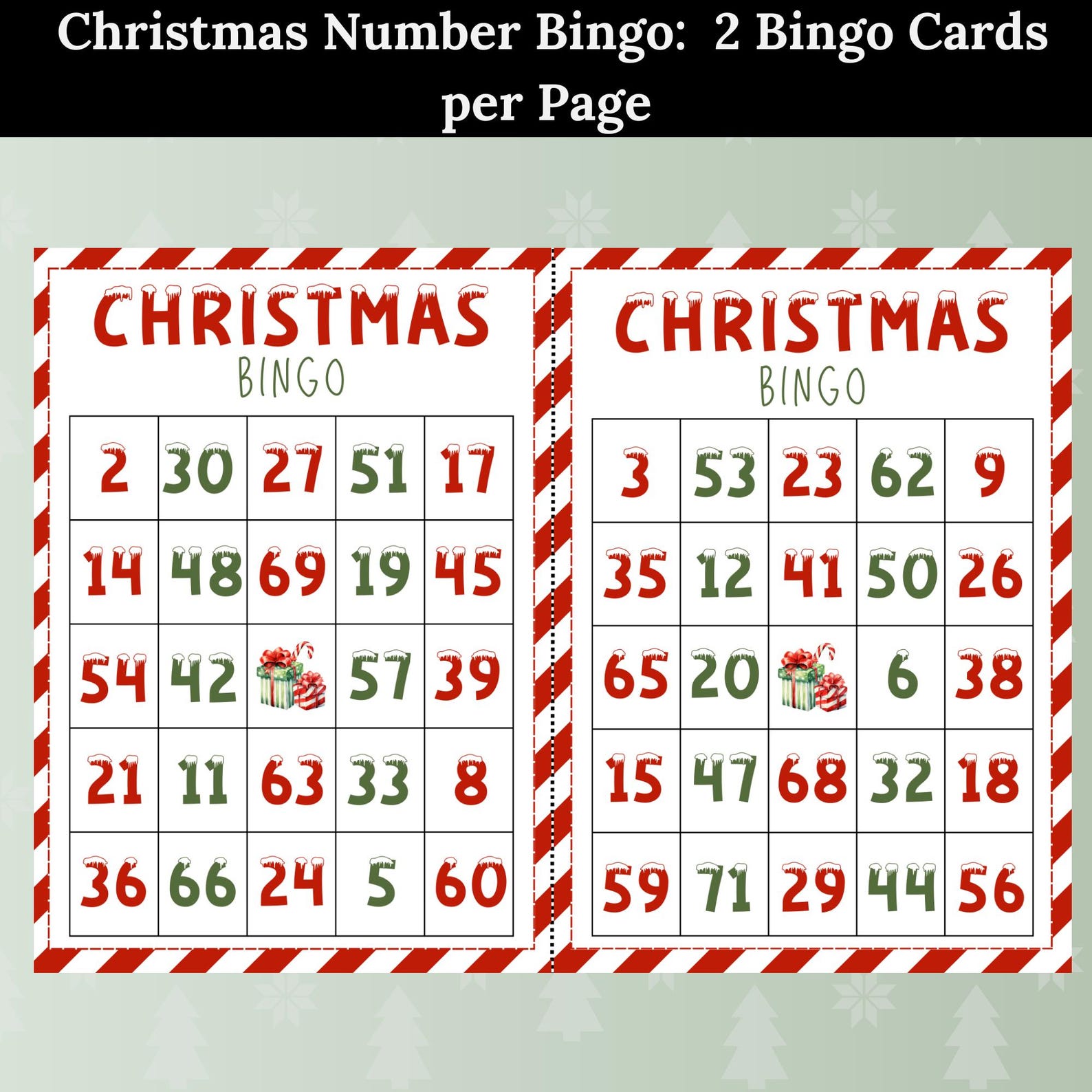 Christmas Number Bingo - 50 Christmas Bingo Cards, Fun Christmas Games ...