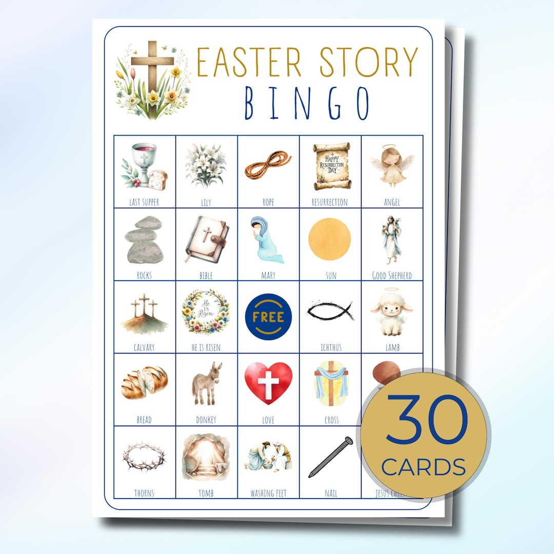 Easter Story Bingo, 30 Printable Religious Biblegame, Holy Week ...