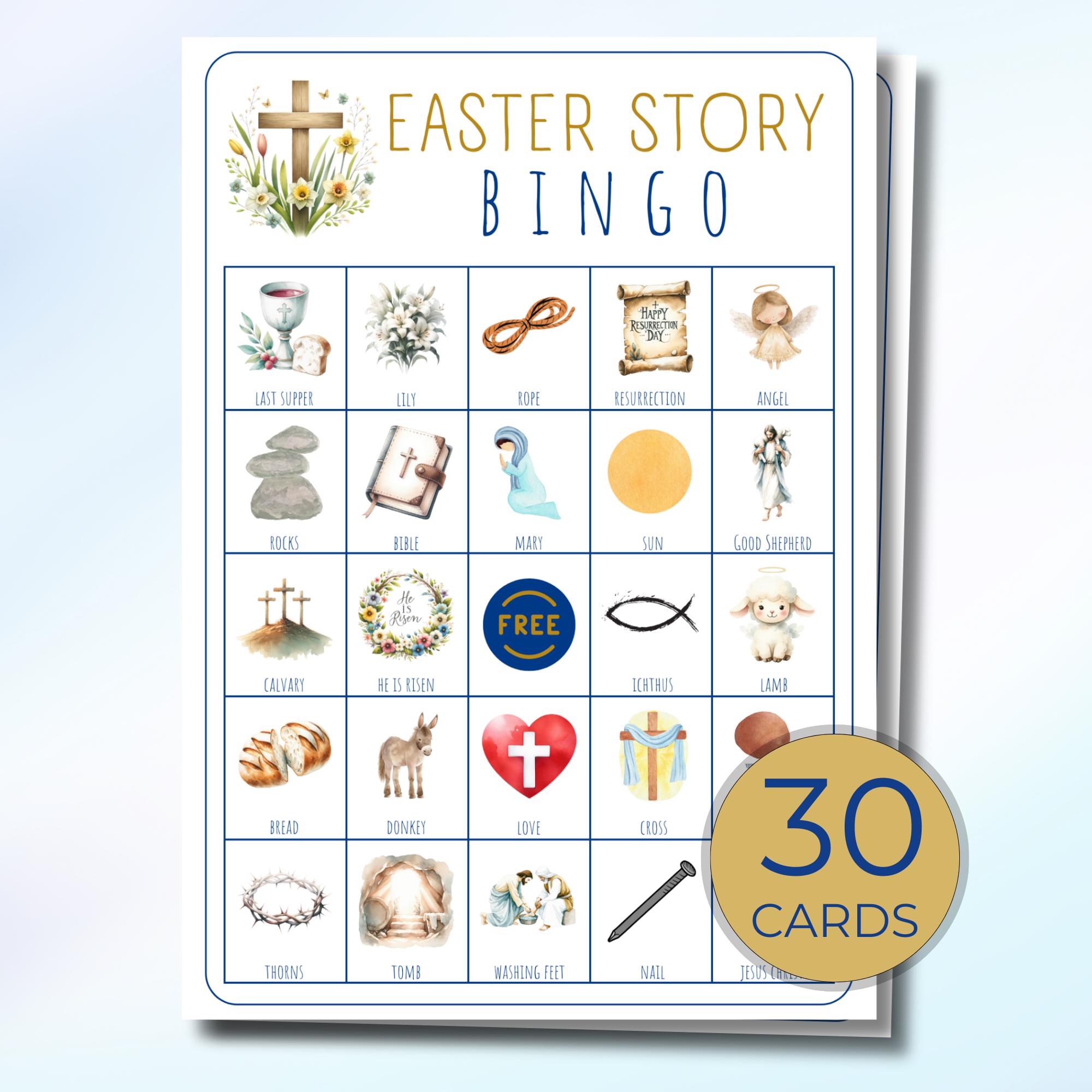 Easter Story Bingo, 30 Printable Religious Biblegame, Holy Week ...