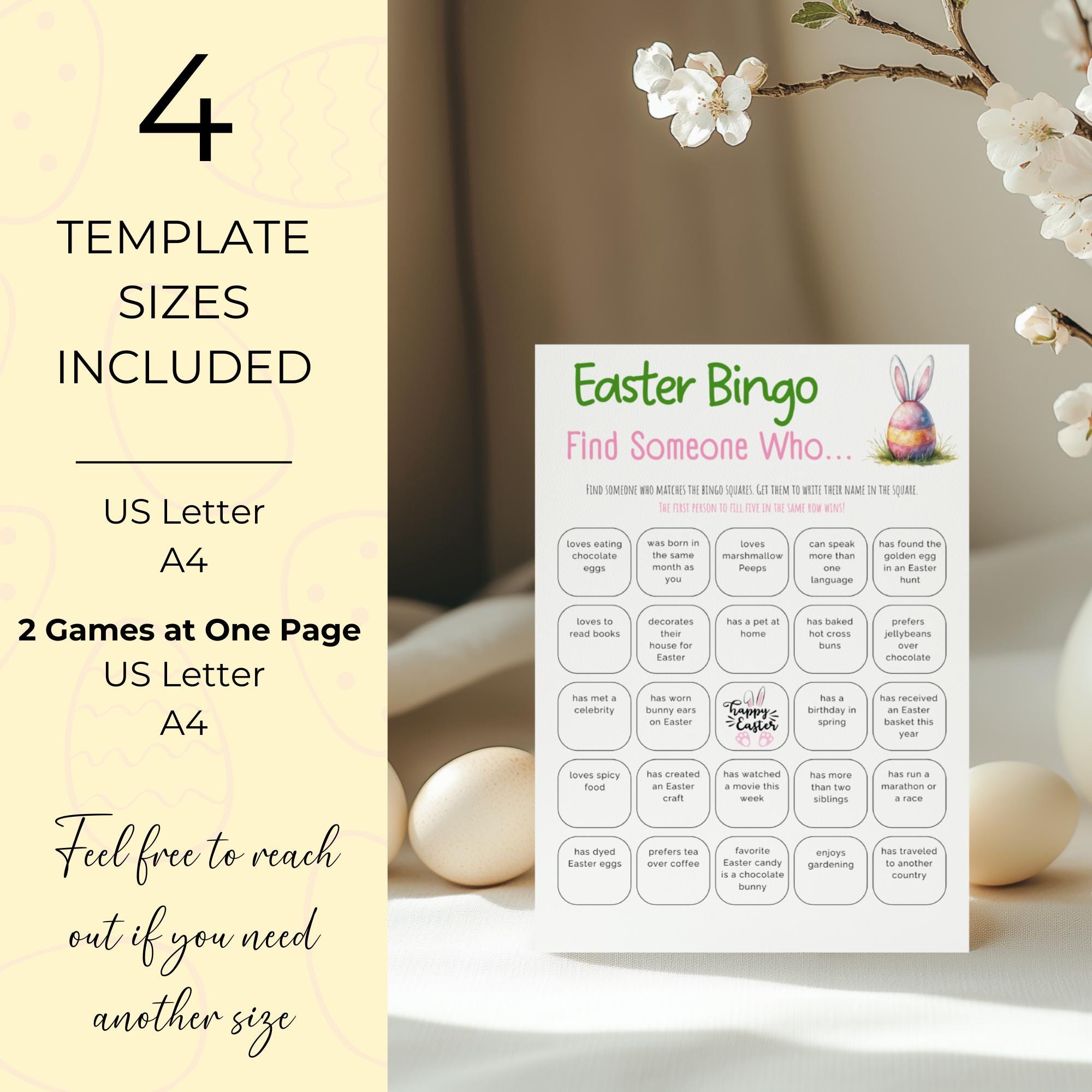 Easter Find the Guest Bingo, Printable Icebreaker Game for Parties and ...