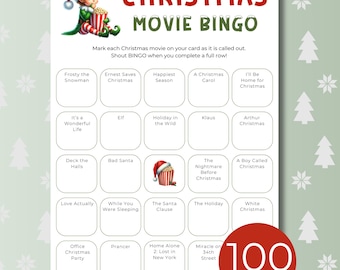 Christmas Movie Bingo Cards, Printable Holiday Games, Xmas Traditions ...