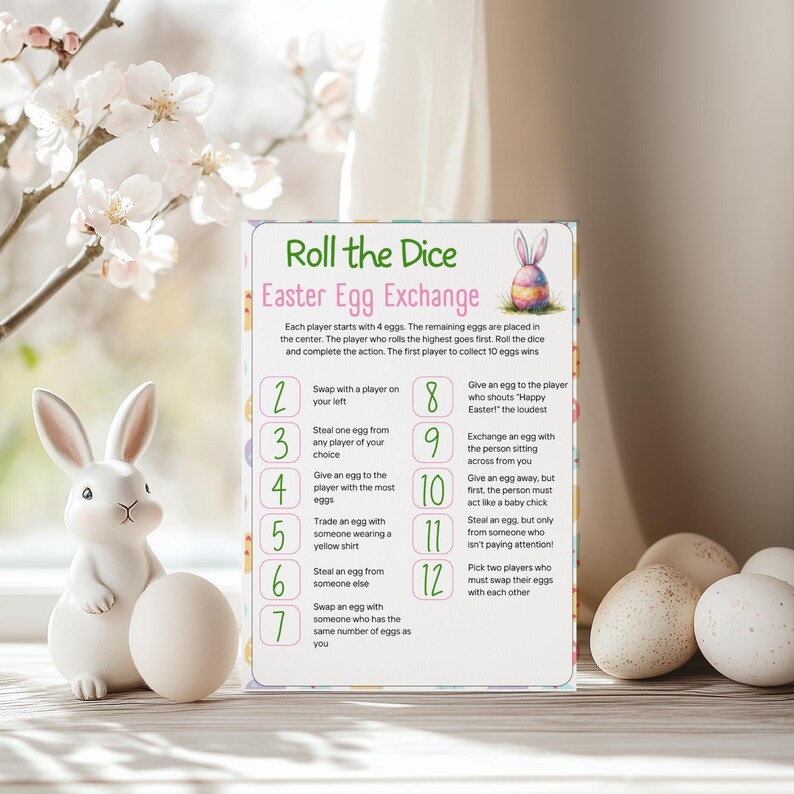 Easter Egg Exchange Game, Fun Printable Easter Dice Game, Easter Party ...