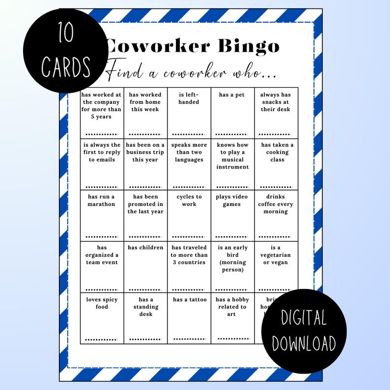 Coworker Bingo, Get to Know You, Employee Bingo, Ice Breaker Bingo ...