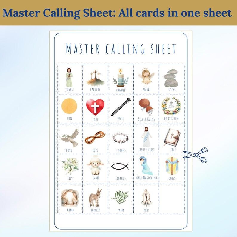 Easter Story Bingo, 30 Printable Religious Easter Bible Bingo Game ...