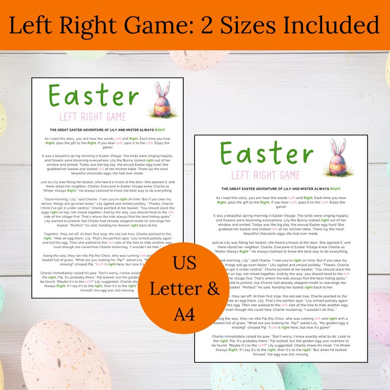 Pass the Gift Game, Left Right Easter Activity, Printable Family Game ...