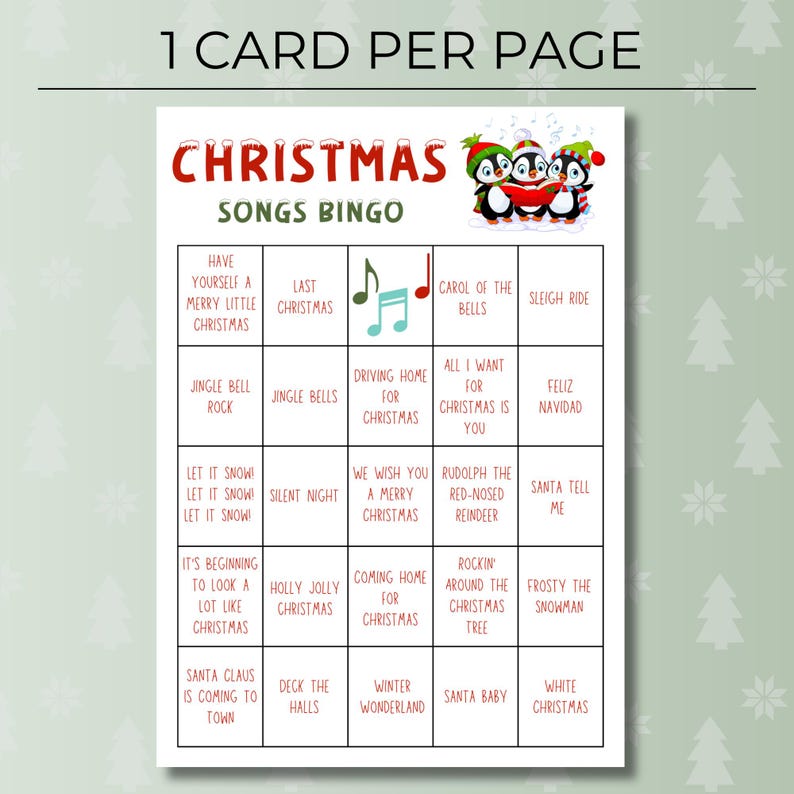 Christmas Carol Bingo Game Printable, 30 Unique Cards for Family Game ...