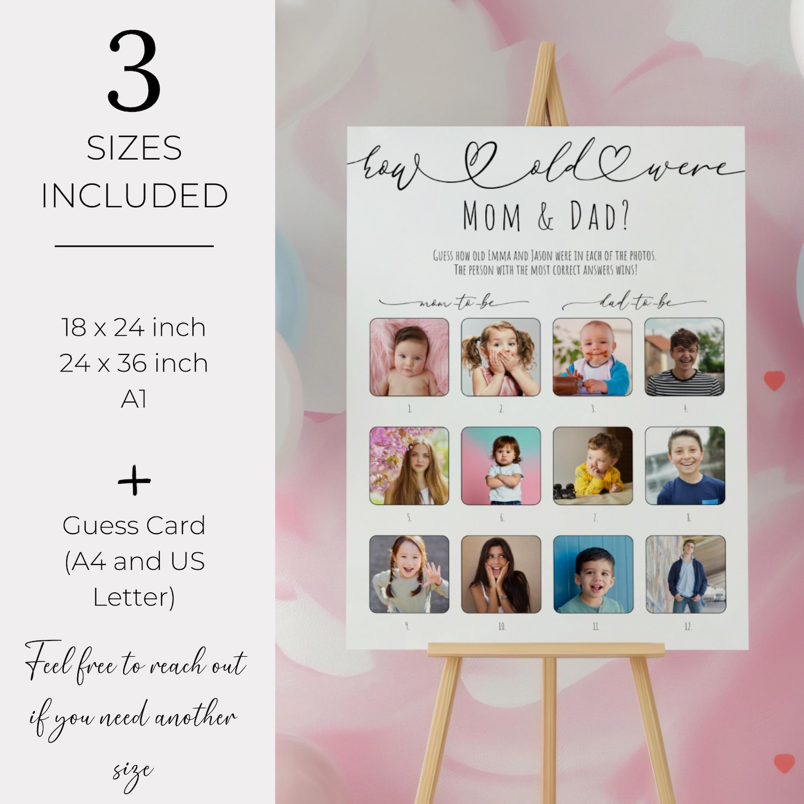 Guess the Age of Mom and Dad, Fun Baby Shower Game, Printable Guessing ...