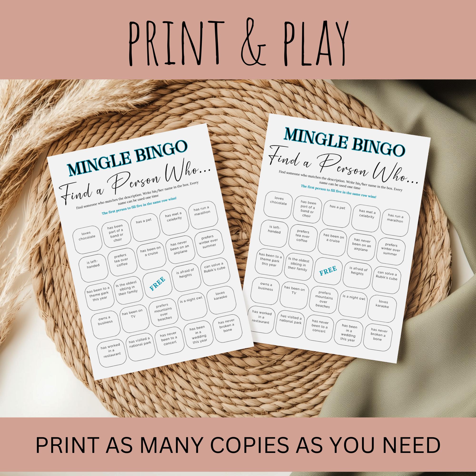 Mix and Mingle Bingo, Editable Get to Know You Questions, Find Someone ...