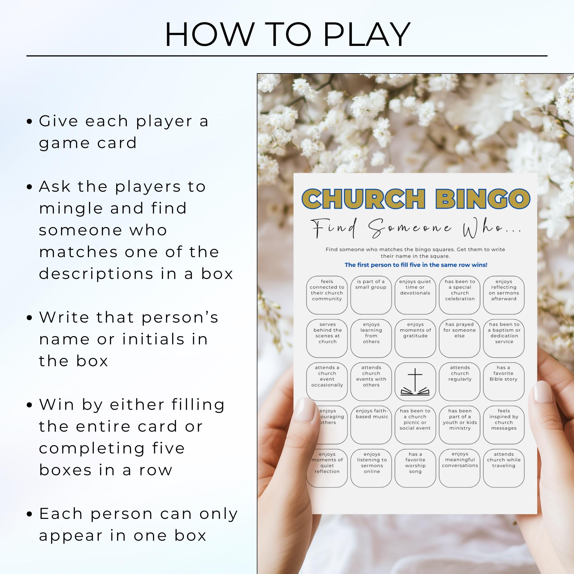 Christian Icebreaker Bingo for Church, Find Someone Who Game With 50 ...