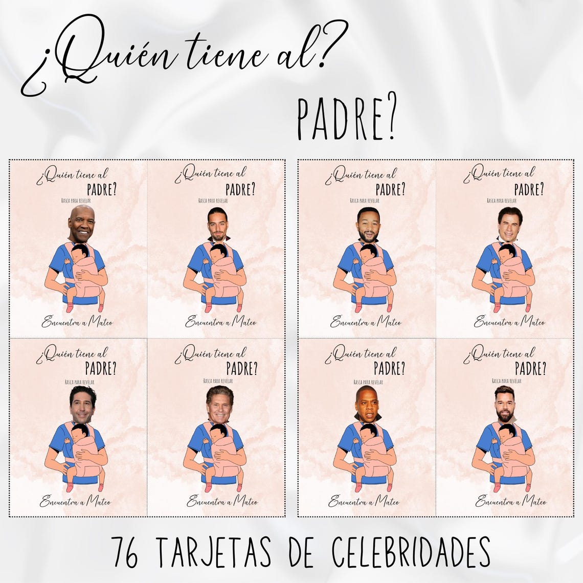 Juego editable de ¿Quién tiene al papá? en color rosa, plantilla para ...