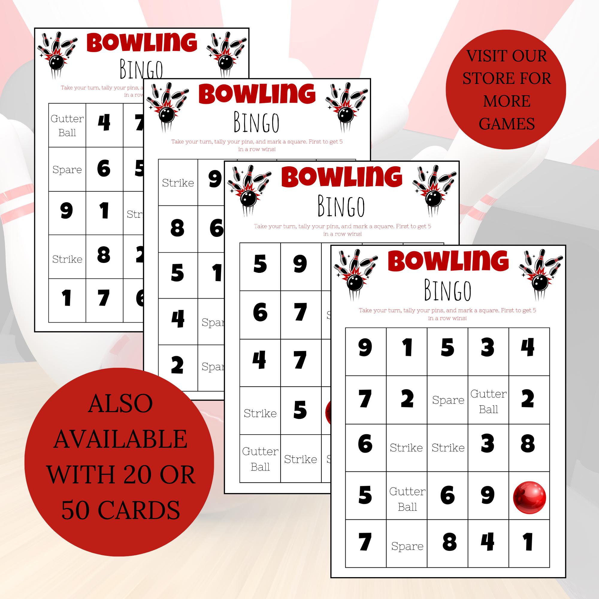 Bowling Bingo Cards for Kids, Fun Printable Party Game, Bowling ...