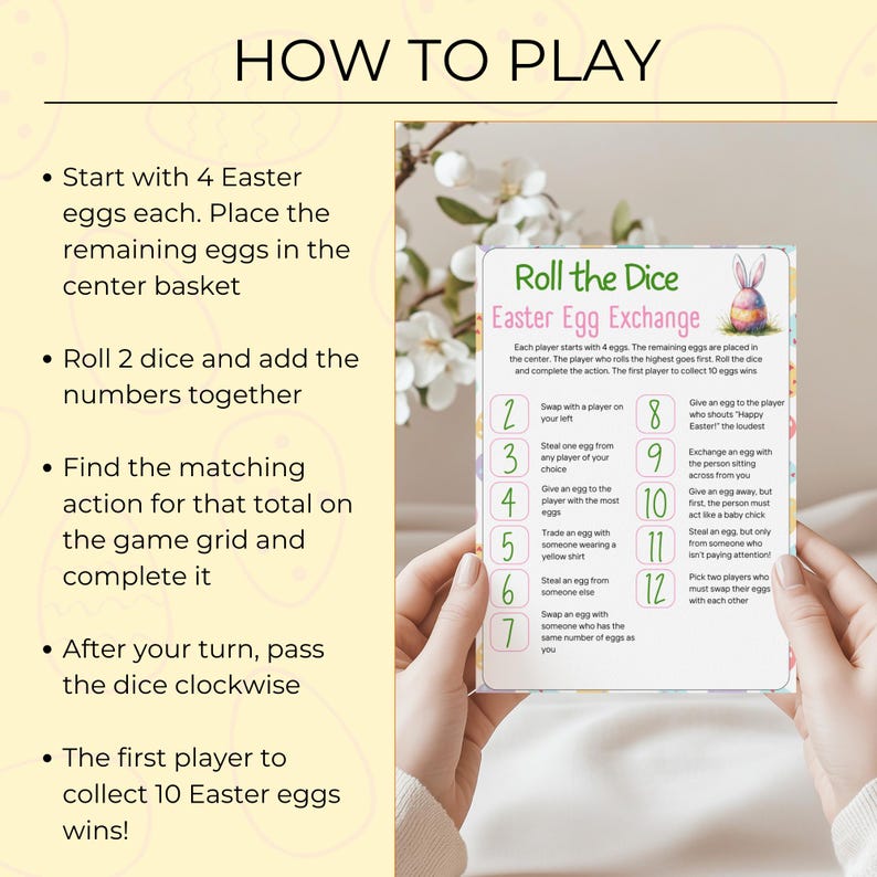 Easter Egg Exchange Game, Fun Printable Easter Dice Game, Easter Party ...