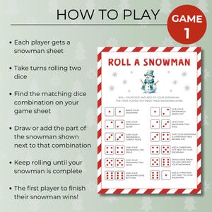 Roll a Snowman Dice Game Printable, Fun Christmas Activity for Kids ...