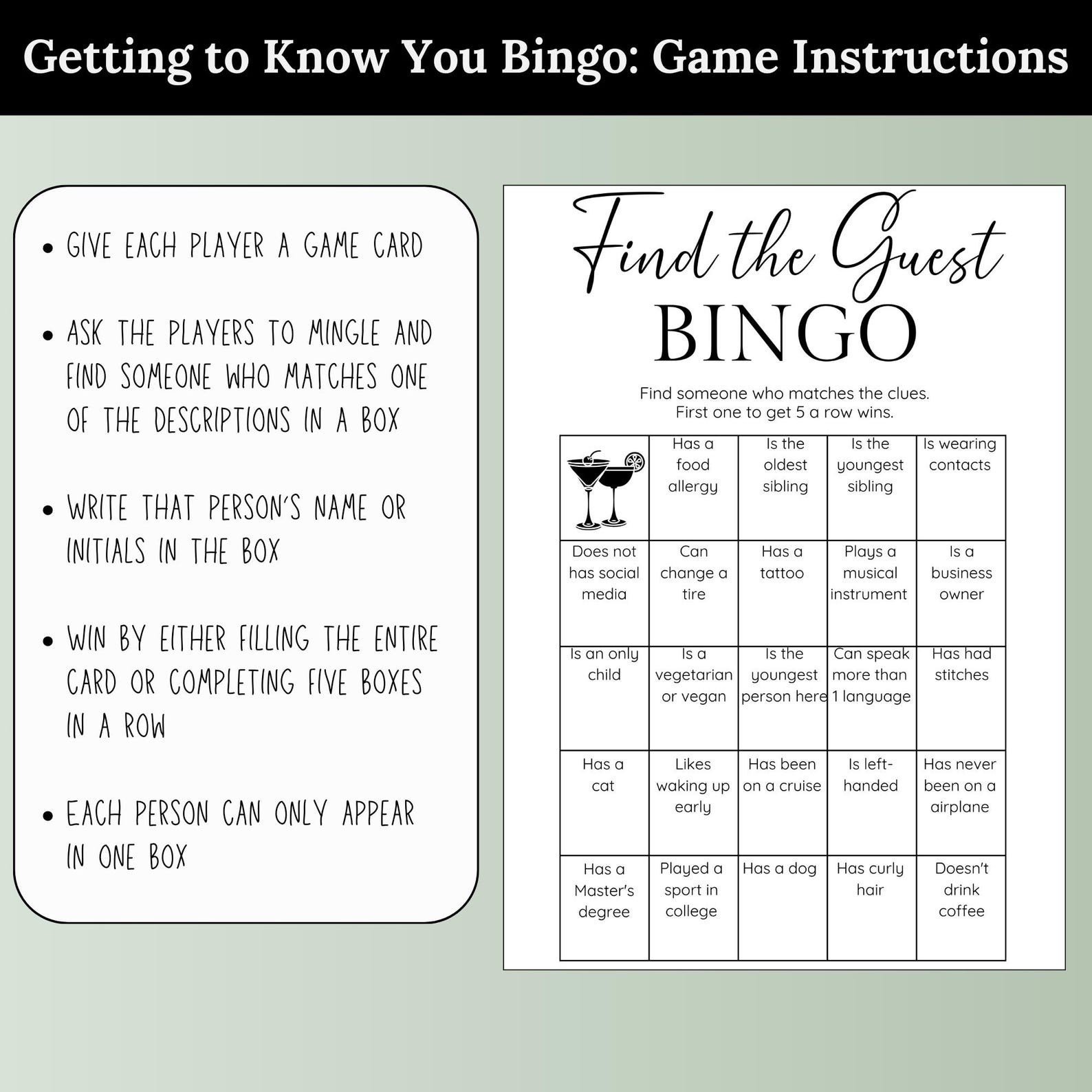Get to Know You Bingo Template, Icebreaker Game for Team Building ...