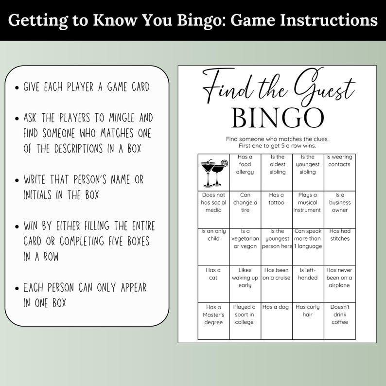 Get to Know You Bingo Template, Icebreaker Game for Team Building ...