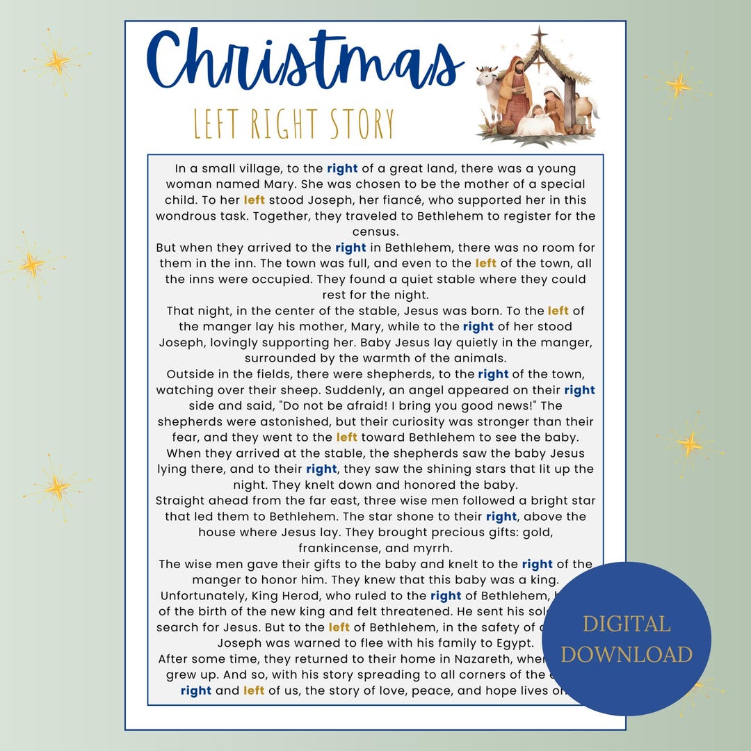 Christmas Left Right Story Game - Printable Holiday Fun for Yankee Swap ...
