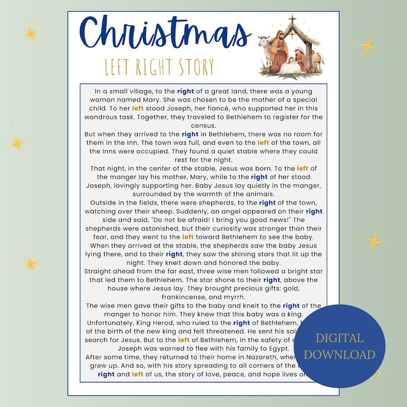 Christmas Left Right Story Game - Printable Holiday Fun for Yankee Swap ...