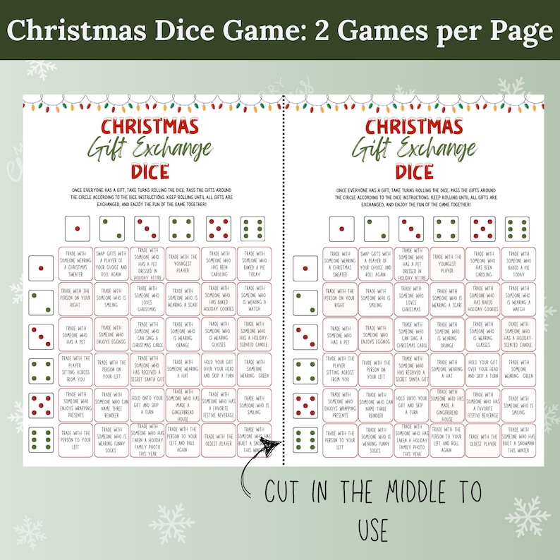 Christmas Gift Exchange Dice Game, Yankee Swap Game, White Elephant ...