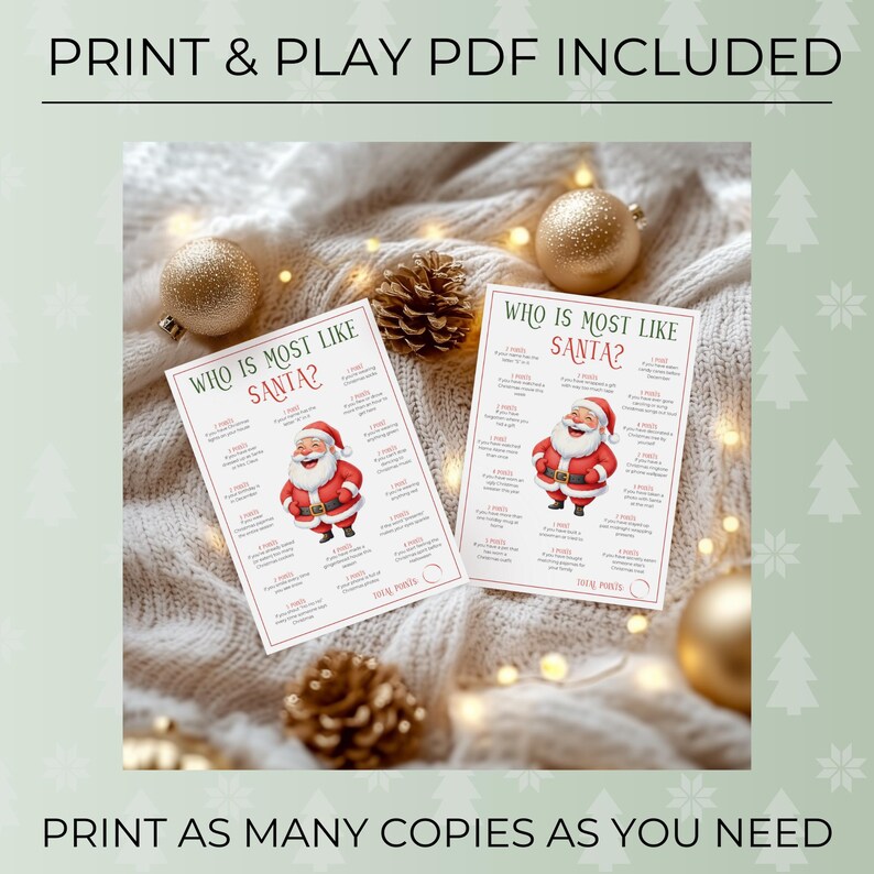 Who is Most Like Santa Printable Game, Christmas Party Fun for Kids and ...