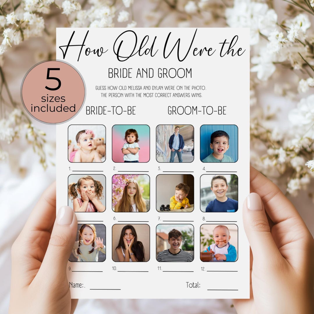 How Old Were the Bride and Groom Photo Guessing Game, Printable Bridal ...