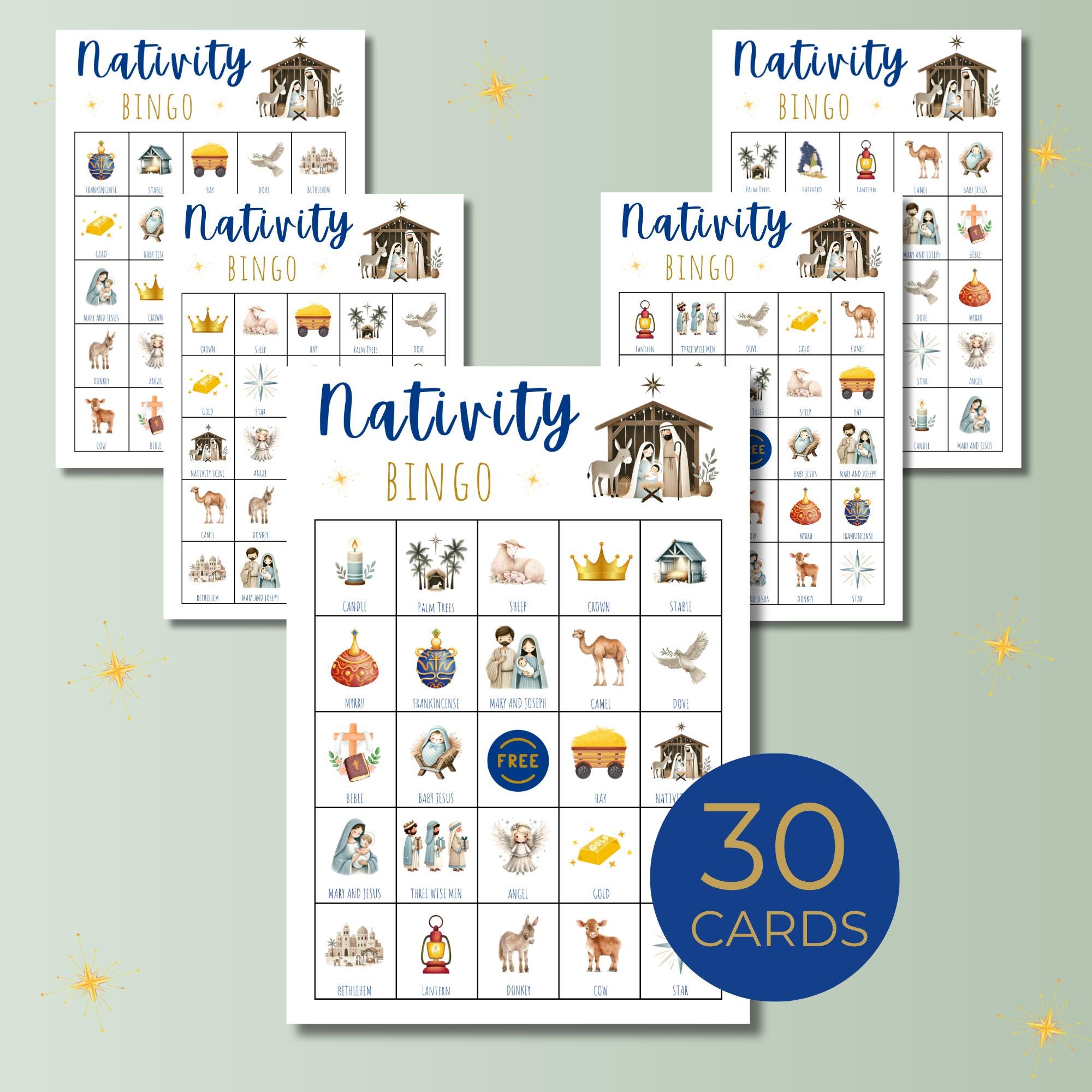 Nativity Bingo Game, 30 Printable Cards, Perfect for Church, Bible ...