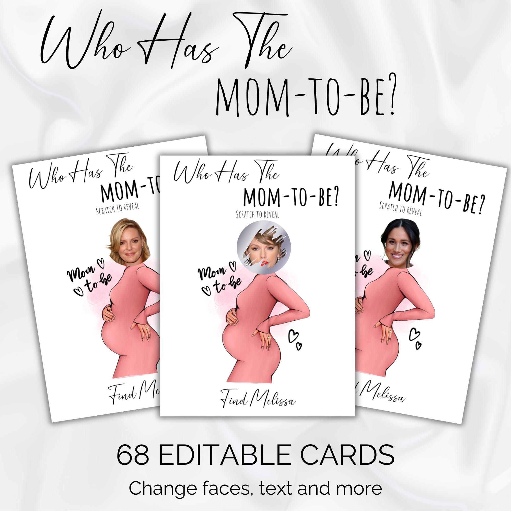 Editable Who Has the Mommy Game Template, DIY Baby Shower Fun, Scratch ...
