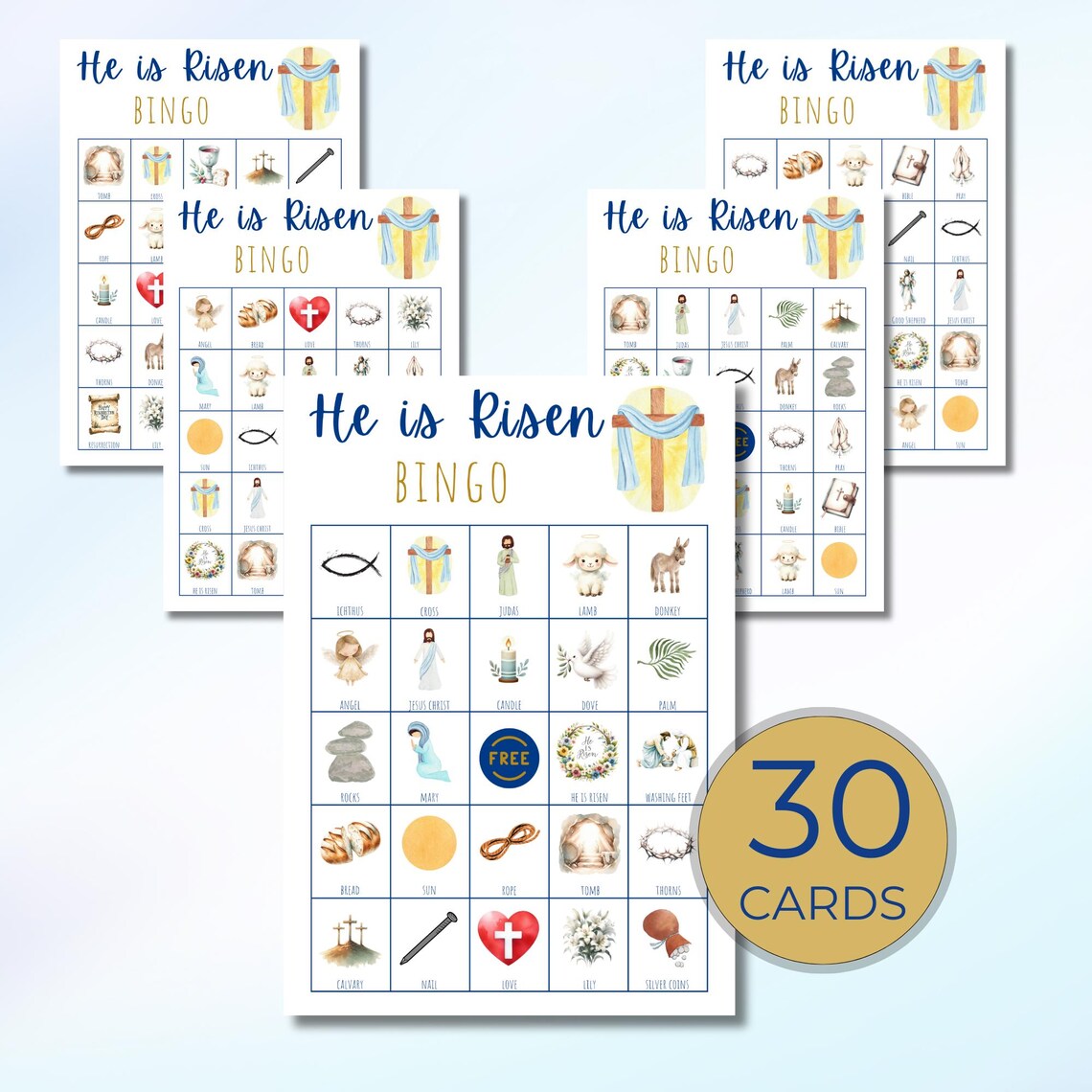 Resurrection Bingo Game, 30 Printable Easter Story Cards, Christian ...