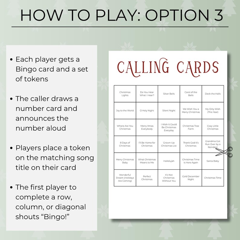 Christmas Music Bingo, 100 Unique Printable Cards, Fun Party Game for ...