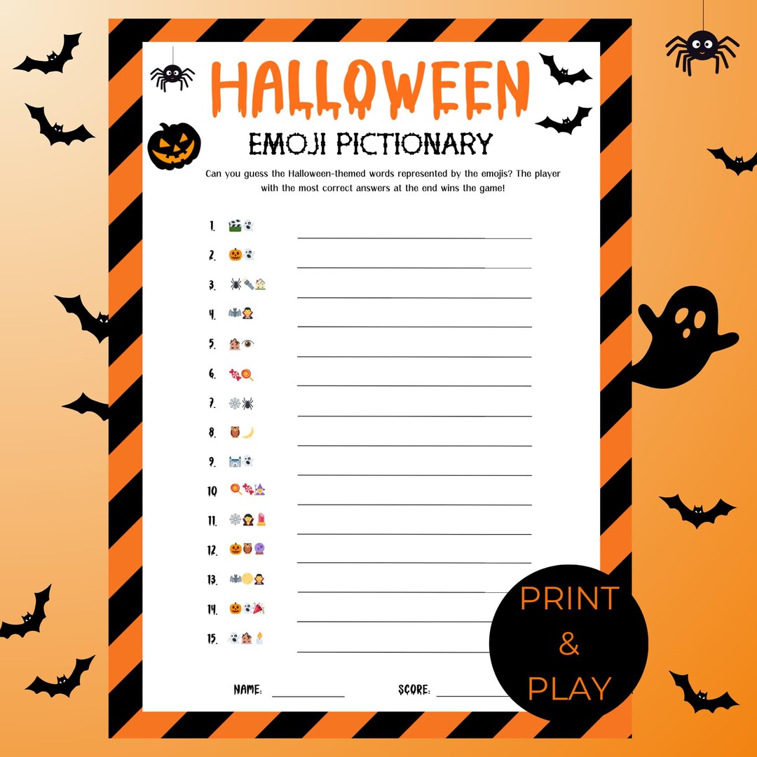 Halloween Emoji Game Printable, Fun Halloween Party Game for Kids ...
