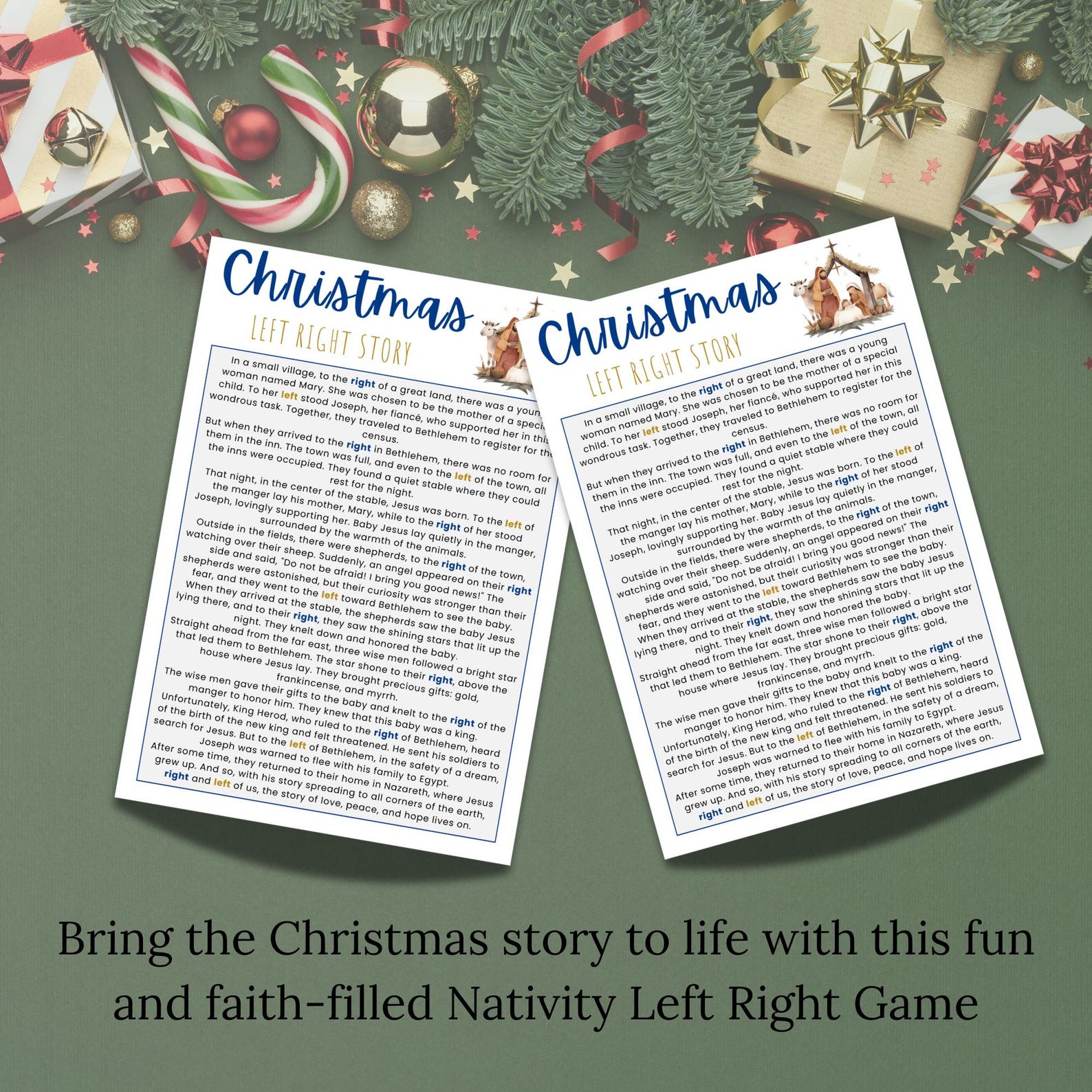 Christmas Left Right Story Game - Printable Holiday Fun for Yankee Swap ...