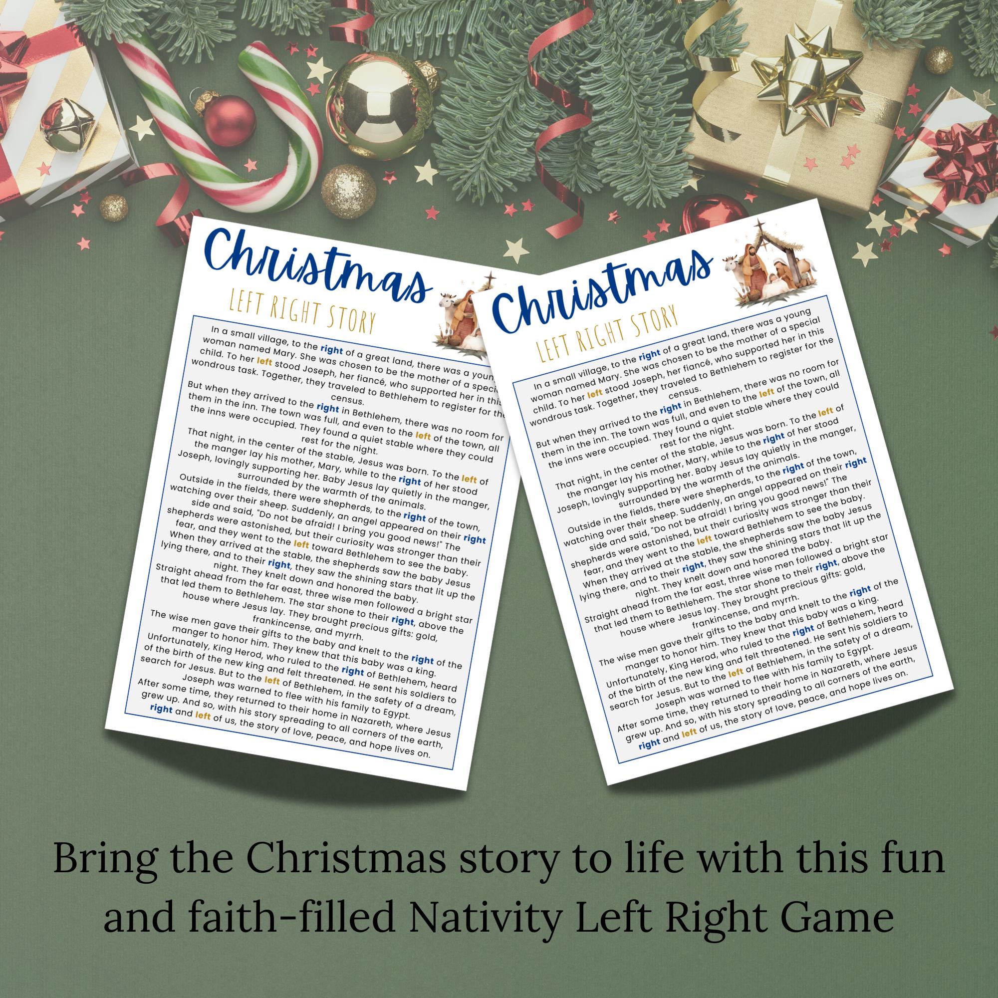 Christmas Left Right Story Game - Printable Holiday Fun for Yankee Swap ...