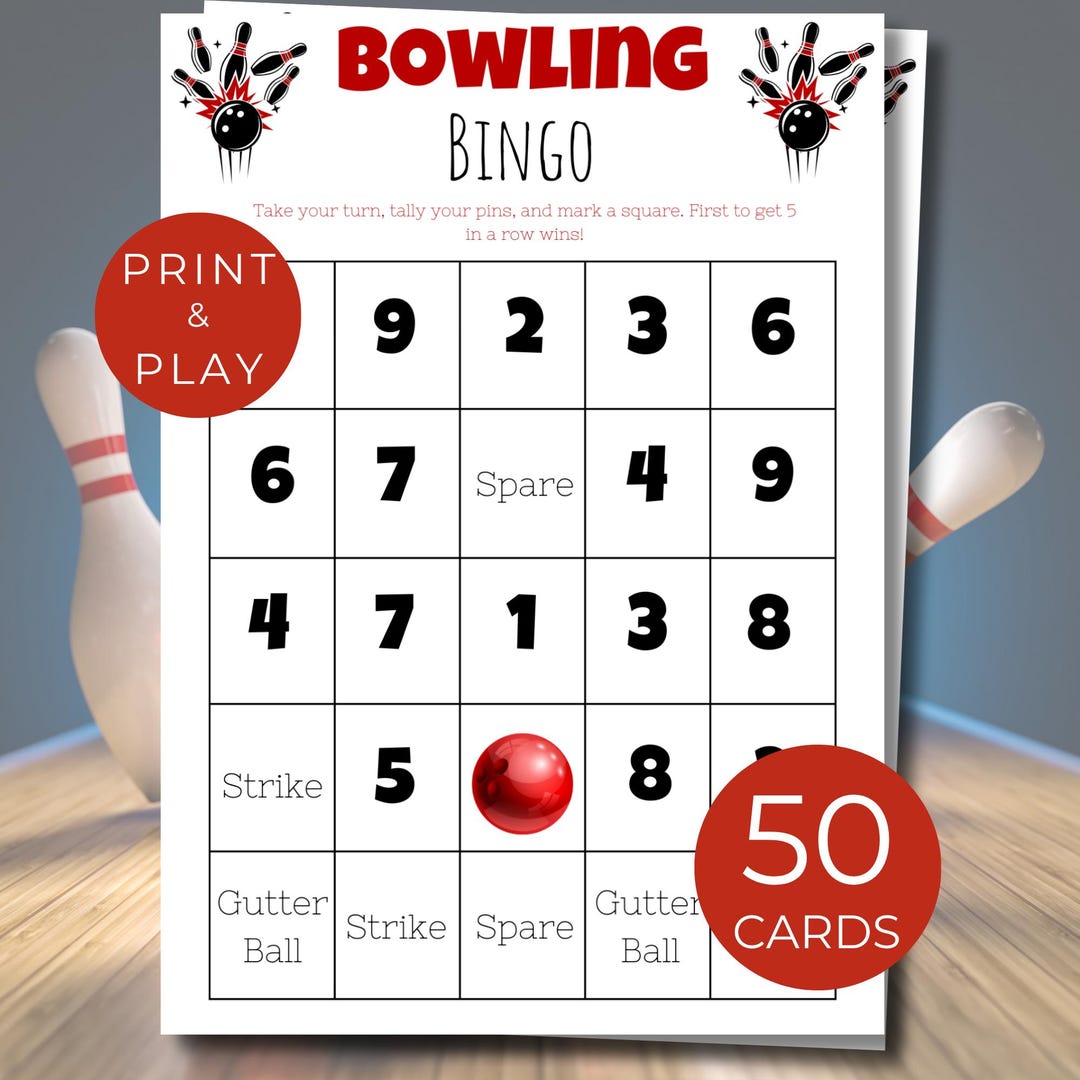 Bowling Bingo, 50 Printable Bingo Cards for Kids, Fun Bowling Party ...