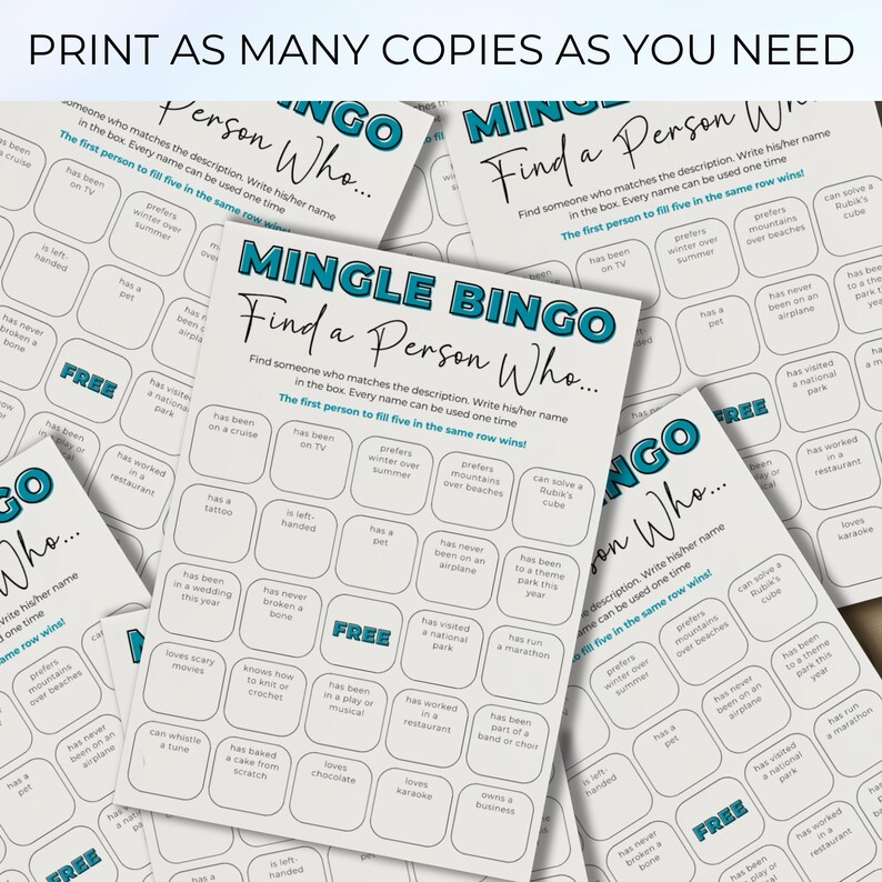 Mix and Mingle Bingo, Get to Know You Questions, Find Someone Who, Ice ...