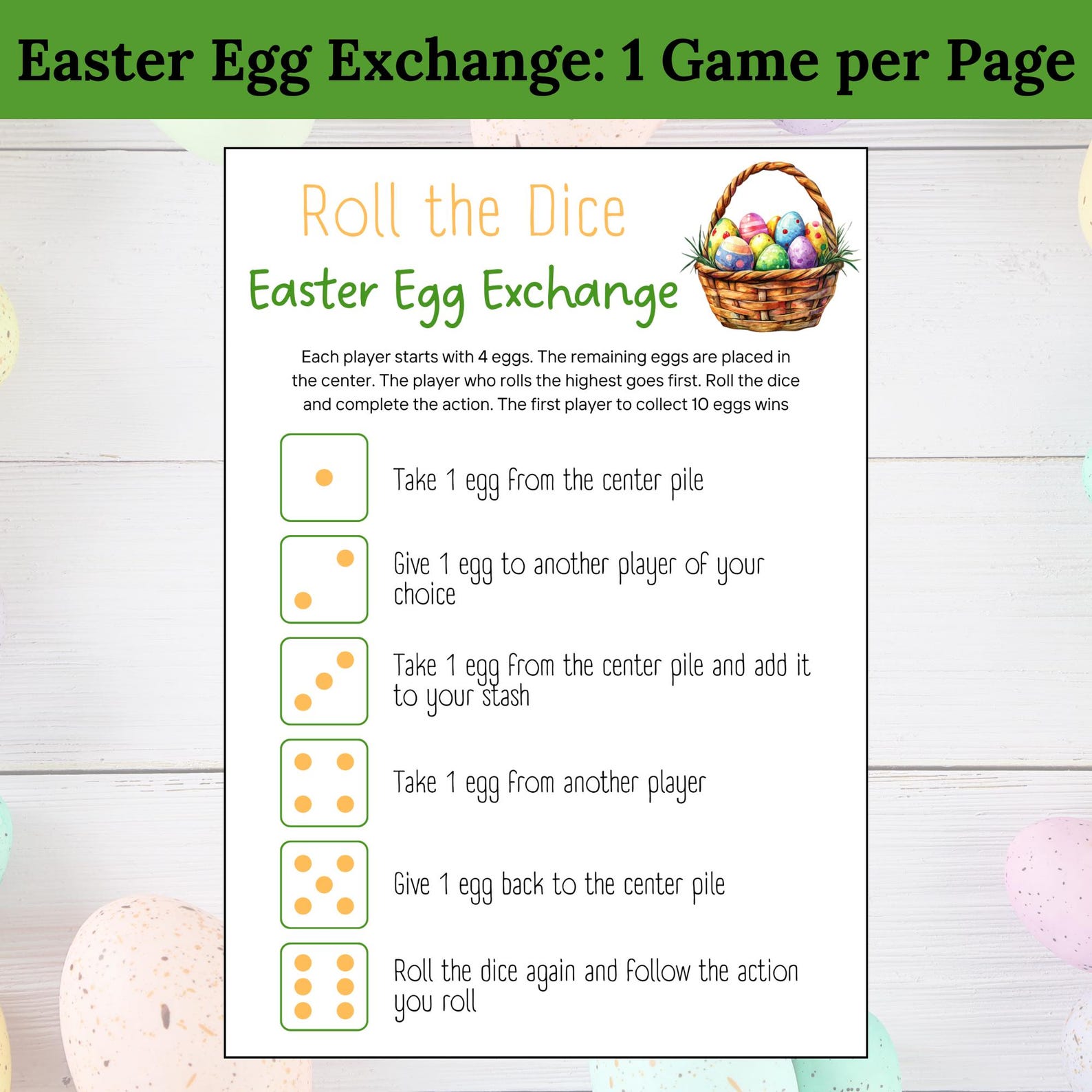 Easter Egg Exchange Game, Printable & Editable, Easter Party Games ...