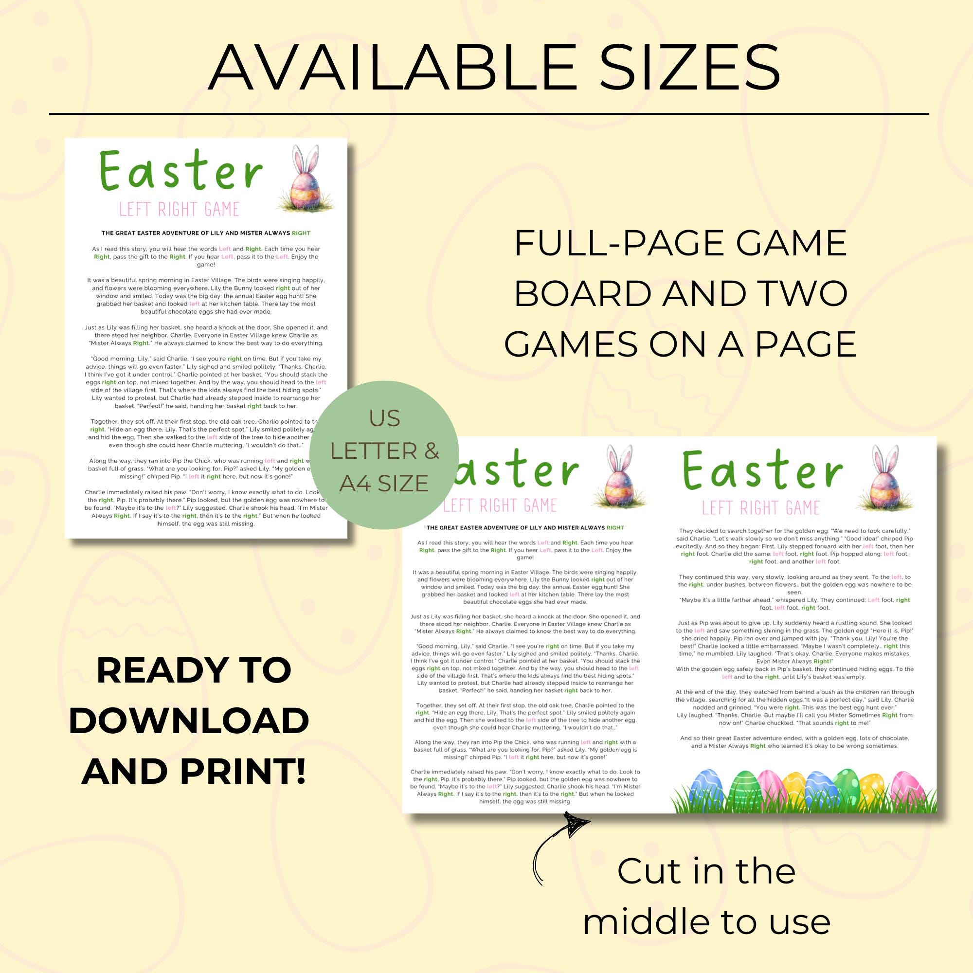 Pass the Gift Game, Left Right Easter Activity, Printable Family Game ...