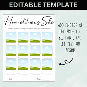 How Old Was the Bride Game, Printable Bridal Shower Activity, Guess Age ...