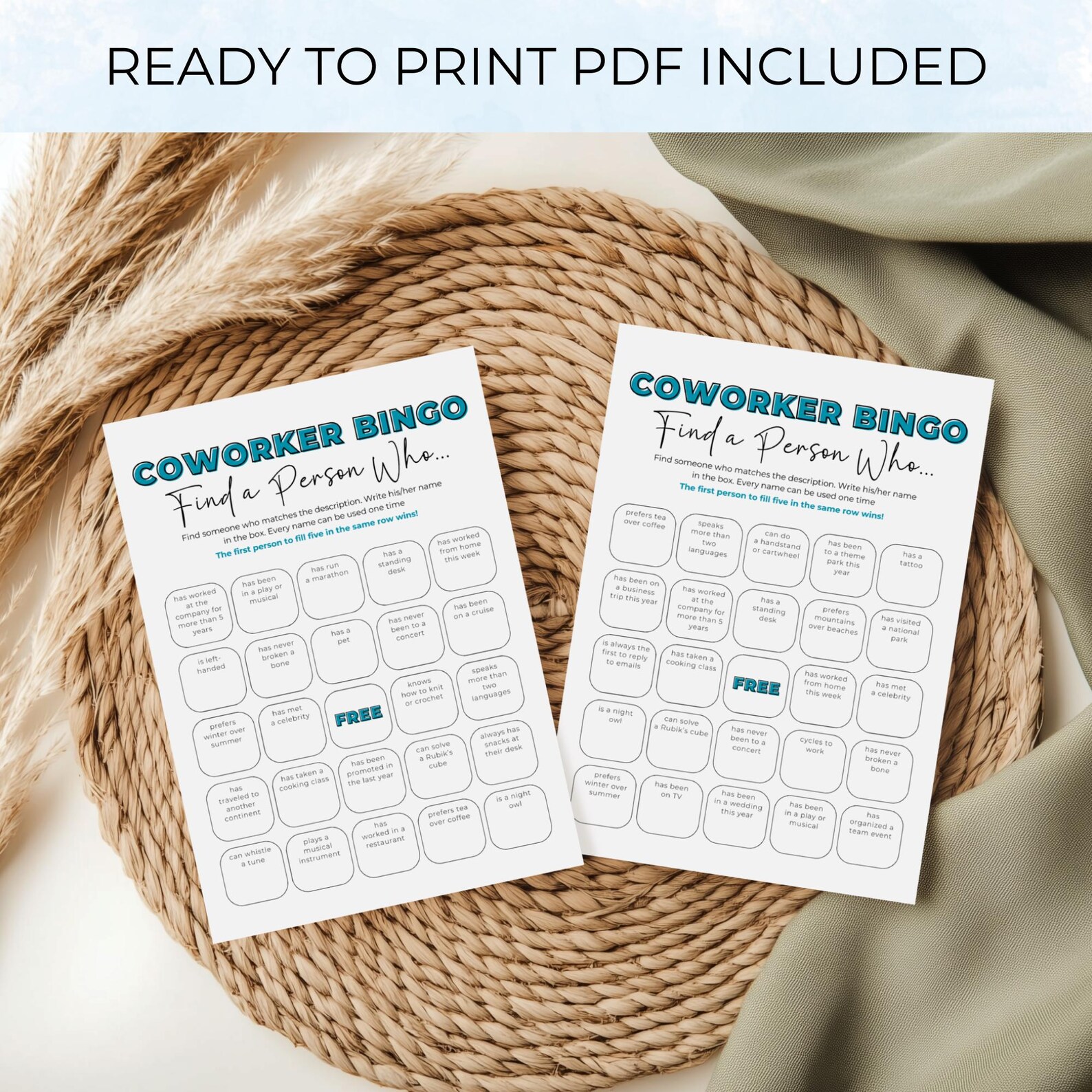 Coworker Bingo, 200 Cards, Printable Team Building Game, Office ...