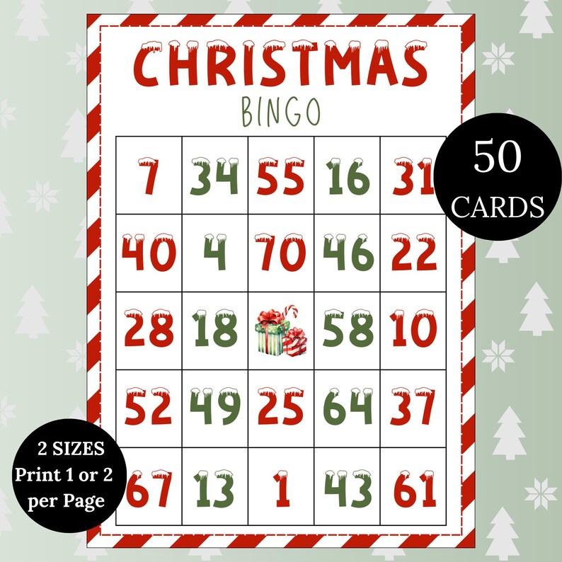 Christmas Number Bingo - 50 Christmas Bingo Cards, Fun Christmas Games ...