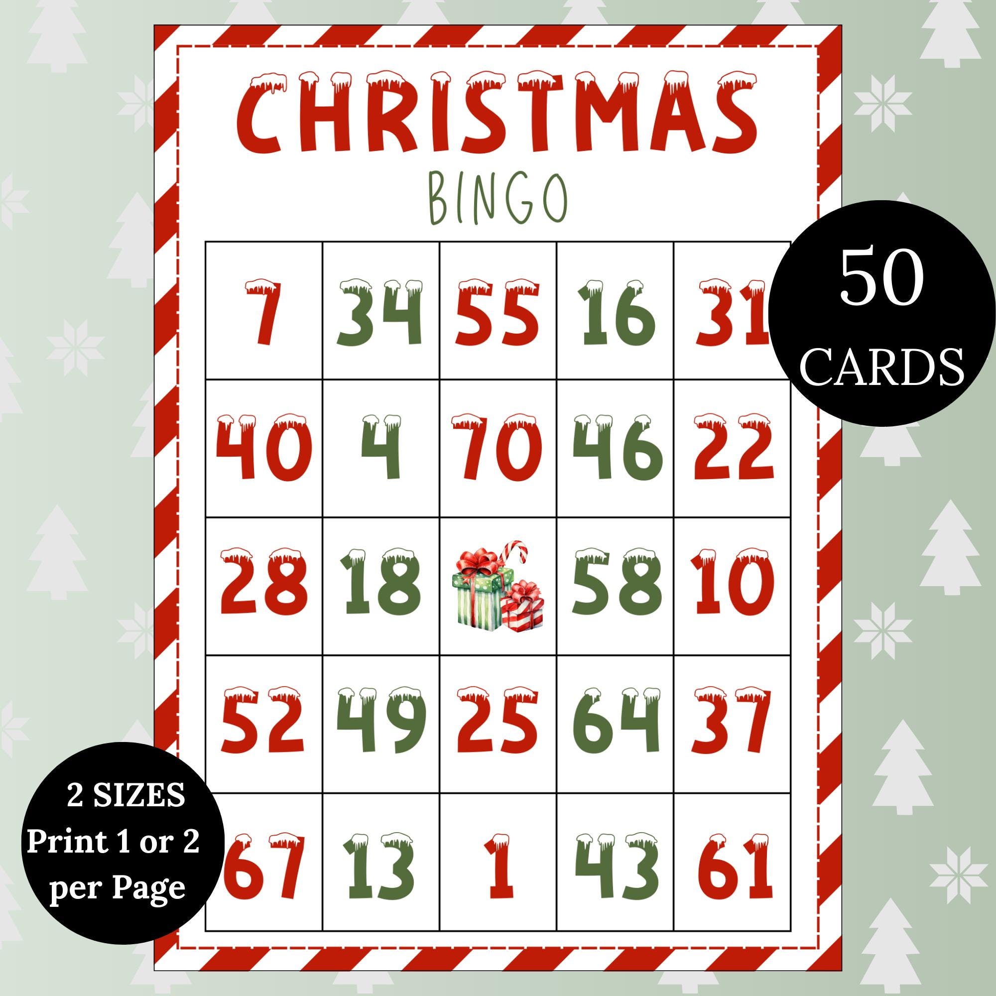 Christmas Number Bingo - 50 Christmas Bingo Cards, Fun Christmas Games ...