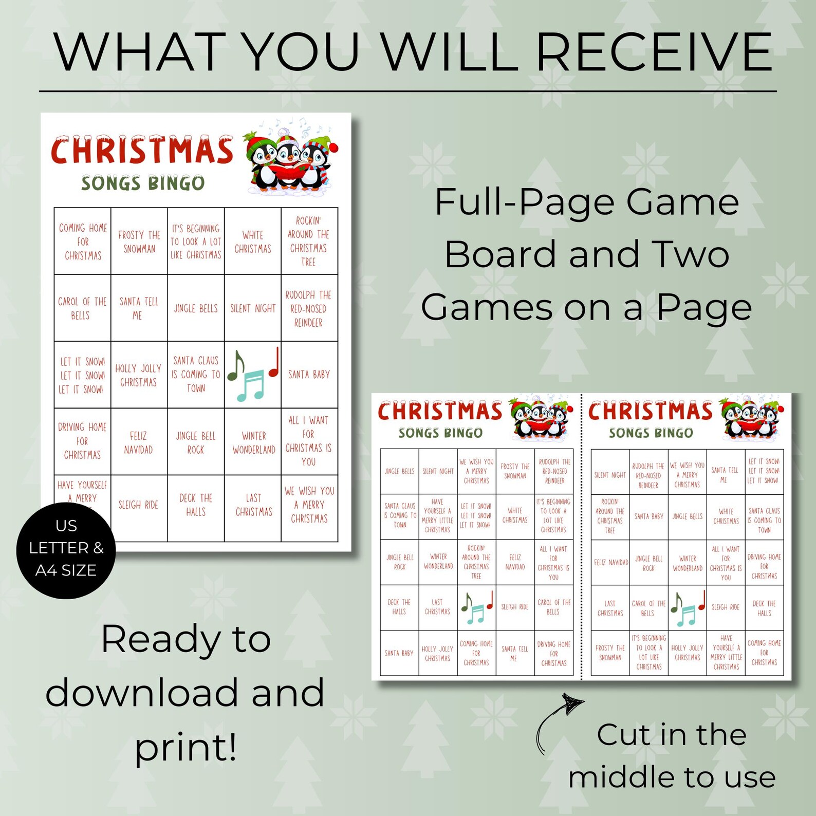Christmas Carol Bingo Game Printable, 30 Unique Cards for Family Game ...