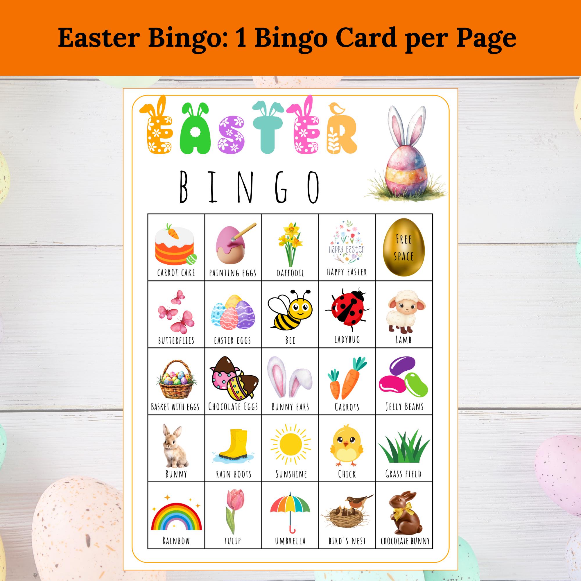 Easter Bingo, 30 Printable Easter Bingo Cards, Fun Easter Party Game ...