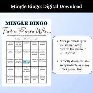 Mix and Mingle Bingo, Get to Know You Questions, Find Someone Who, Ice ...